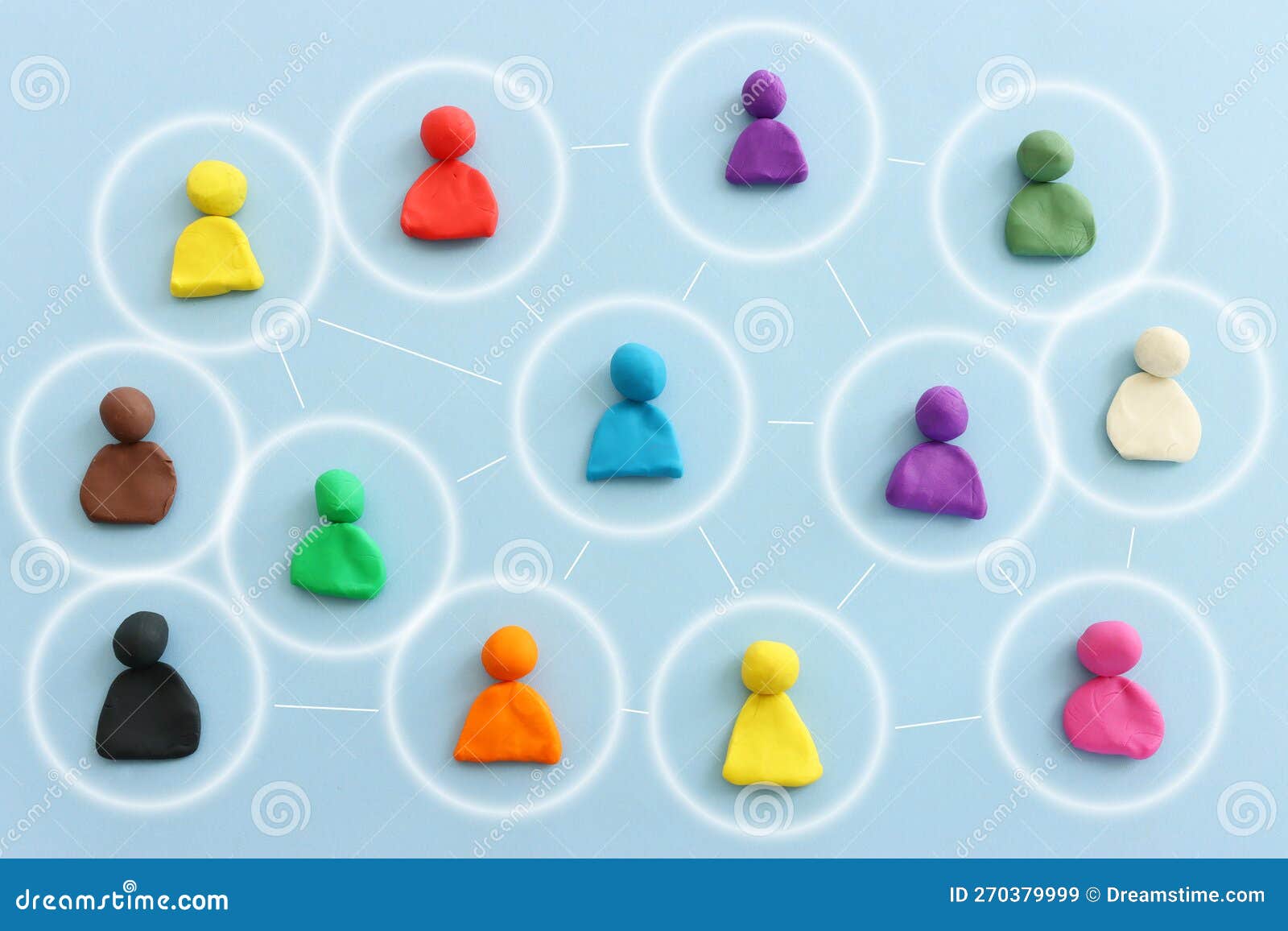 Colorful Figures Connected Over Blue Background, Concept of Human ...