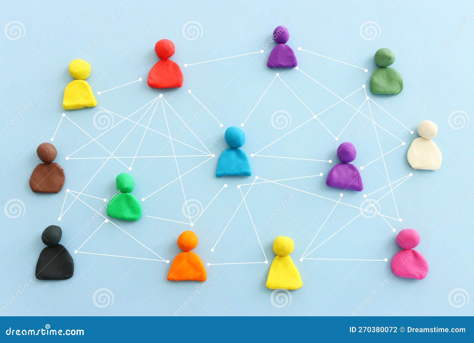 Colorful Figures Connected Over Blue Background, Concept of Human ...
