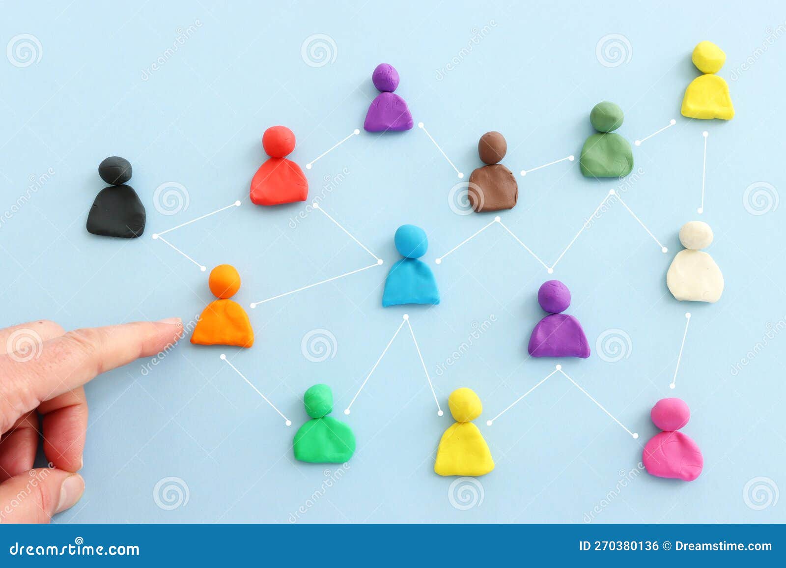 Colorful Figures Connected Over Blue Background, Concept of Human ...