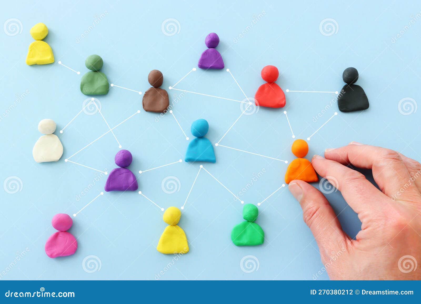 Colorful Figures Connected Over Blue Background, Concept of Human ...