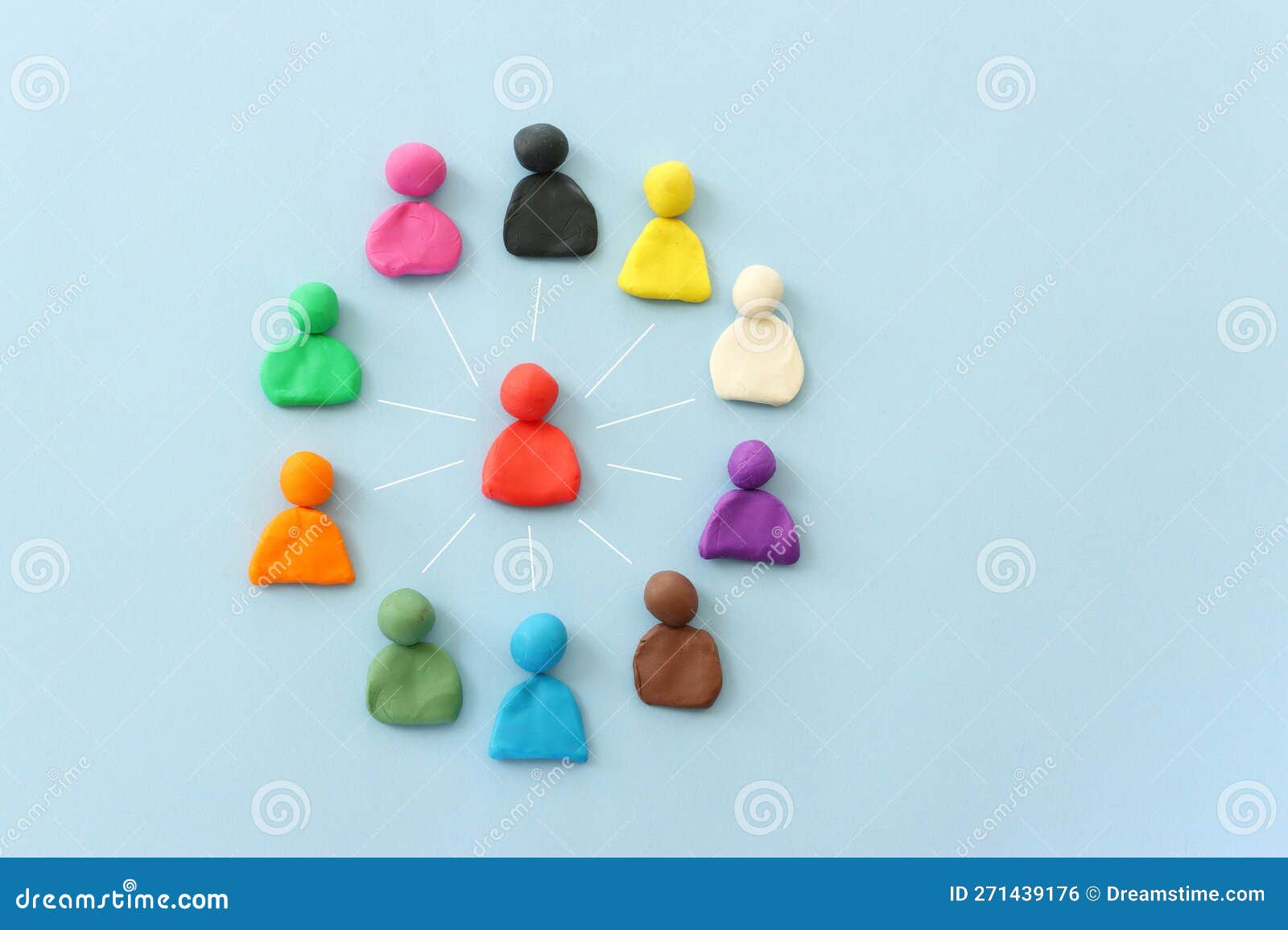 Colorful Figures Connected Over Blue Background, Concept of Human ...