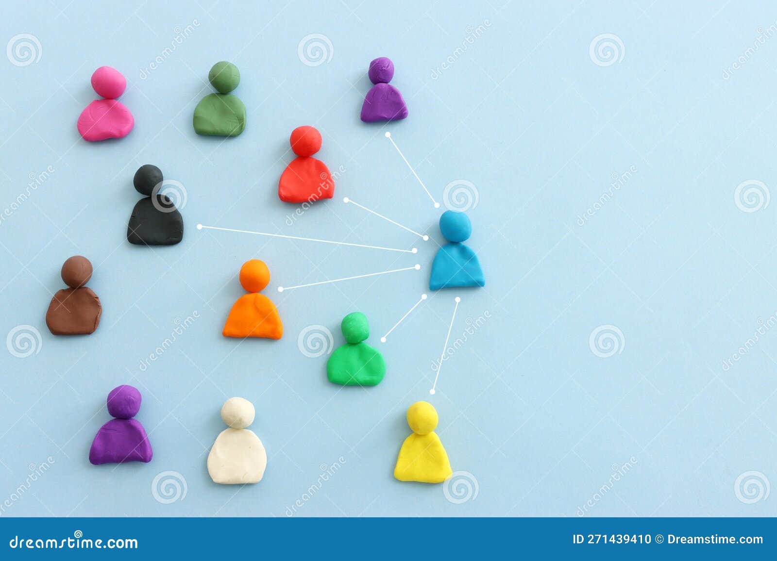 Colorful Figures Connected Over Blue Background, Concept of Human ...