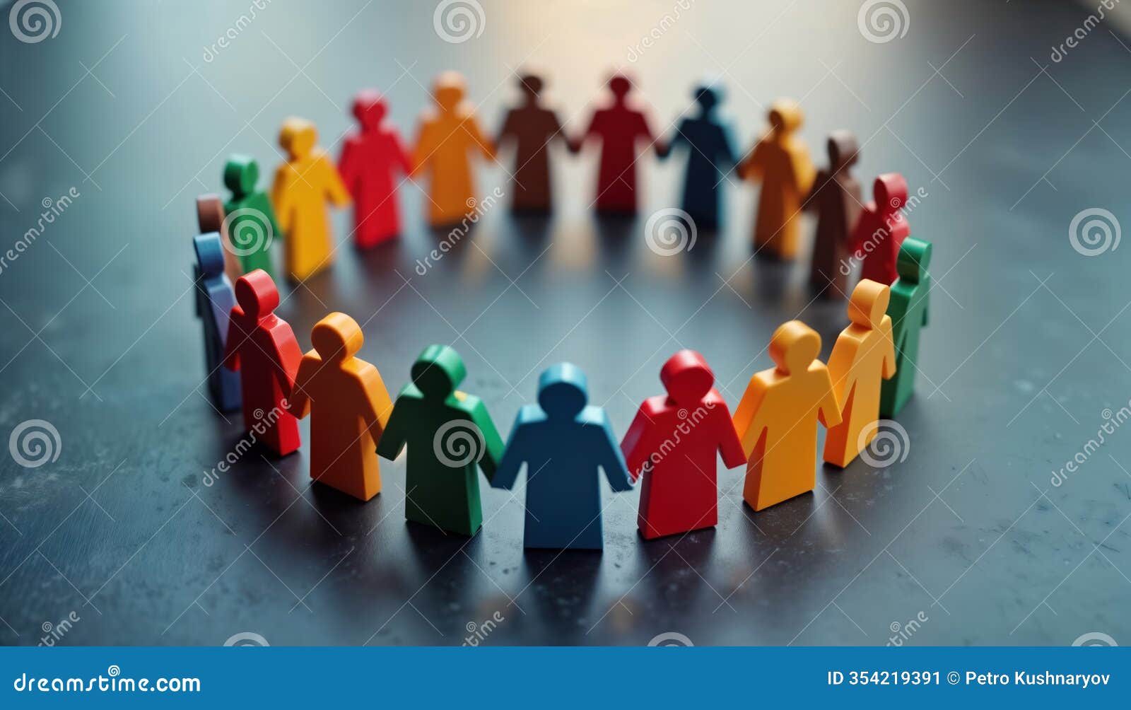 Colorful Figures of People Linked Hands in Circle Represent Unity ...