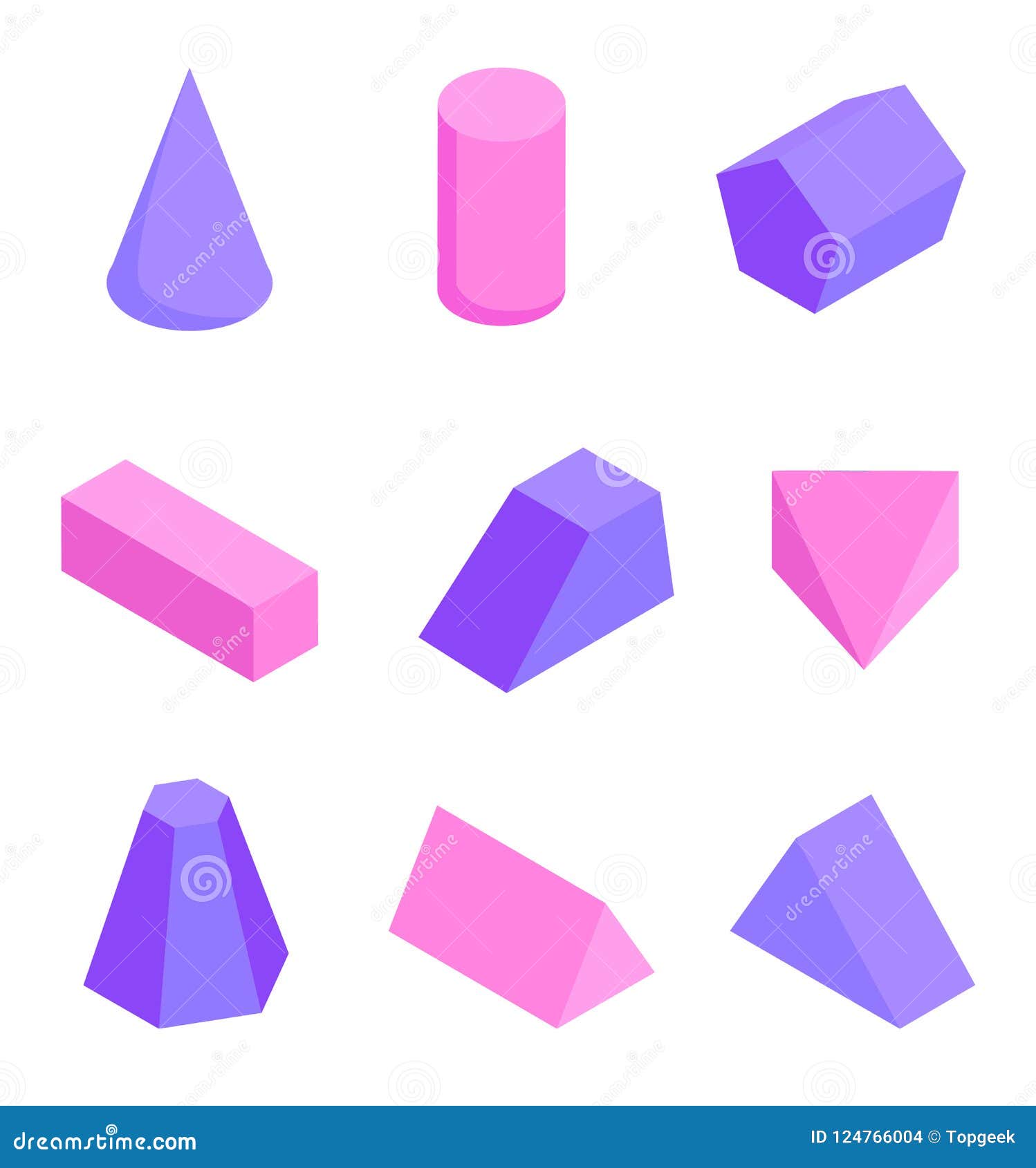 Colorful Figures Set, Various Prisms Templates Stock Vector ...