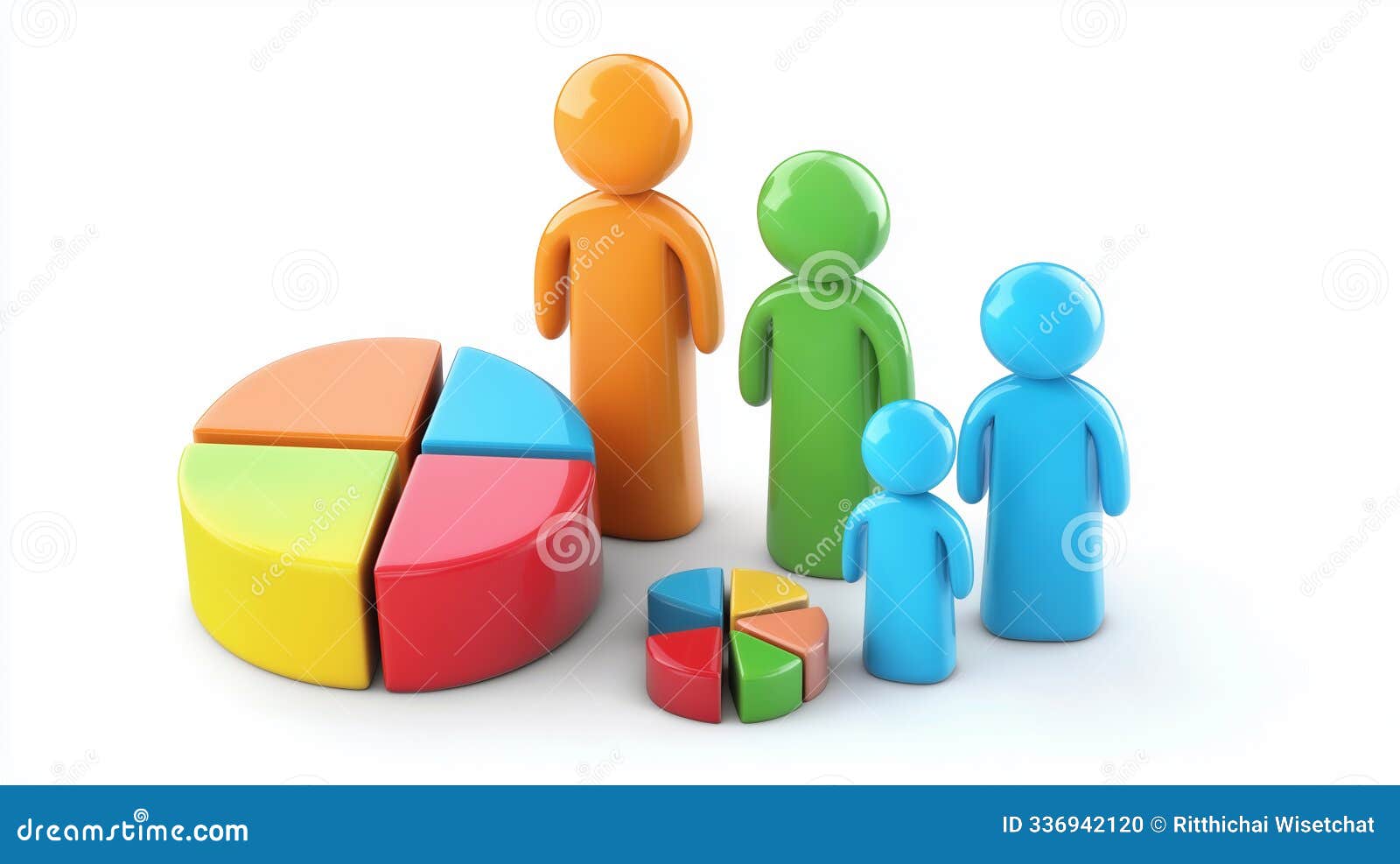 Colorful Figures Stand Around a Pie Chart, Symbolizing Teamwork and ...