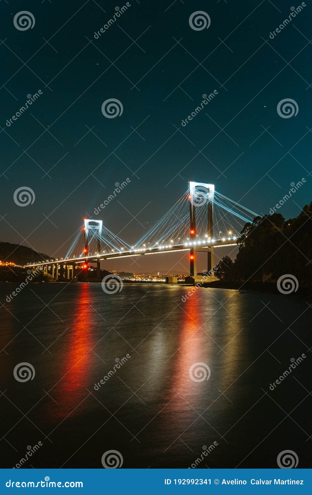 A Colorful and Filled of Lights Bridge during Night Stock Image - Image ...