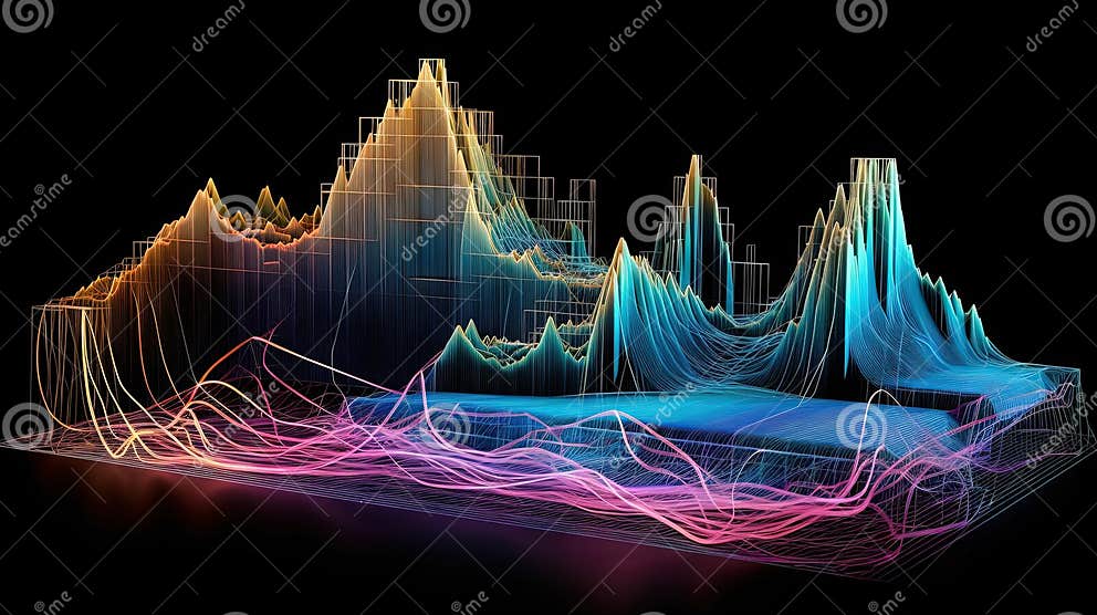 Colorful Finance Graph and Chart with Mountain Shaped Bars. Stock Image ...