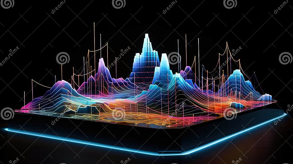 Colorful Finance Graph and Chart with Mountain Shaped Bars. Stock Image ...