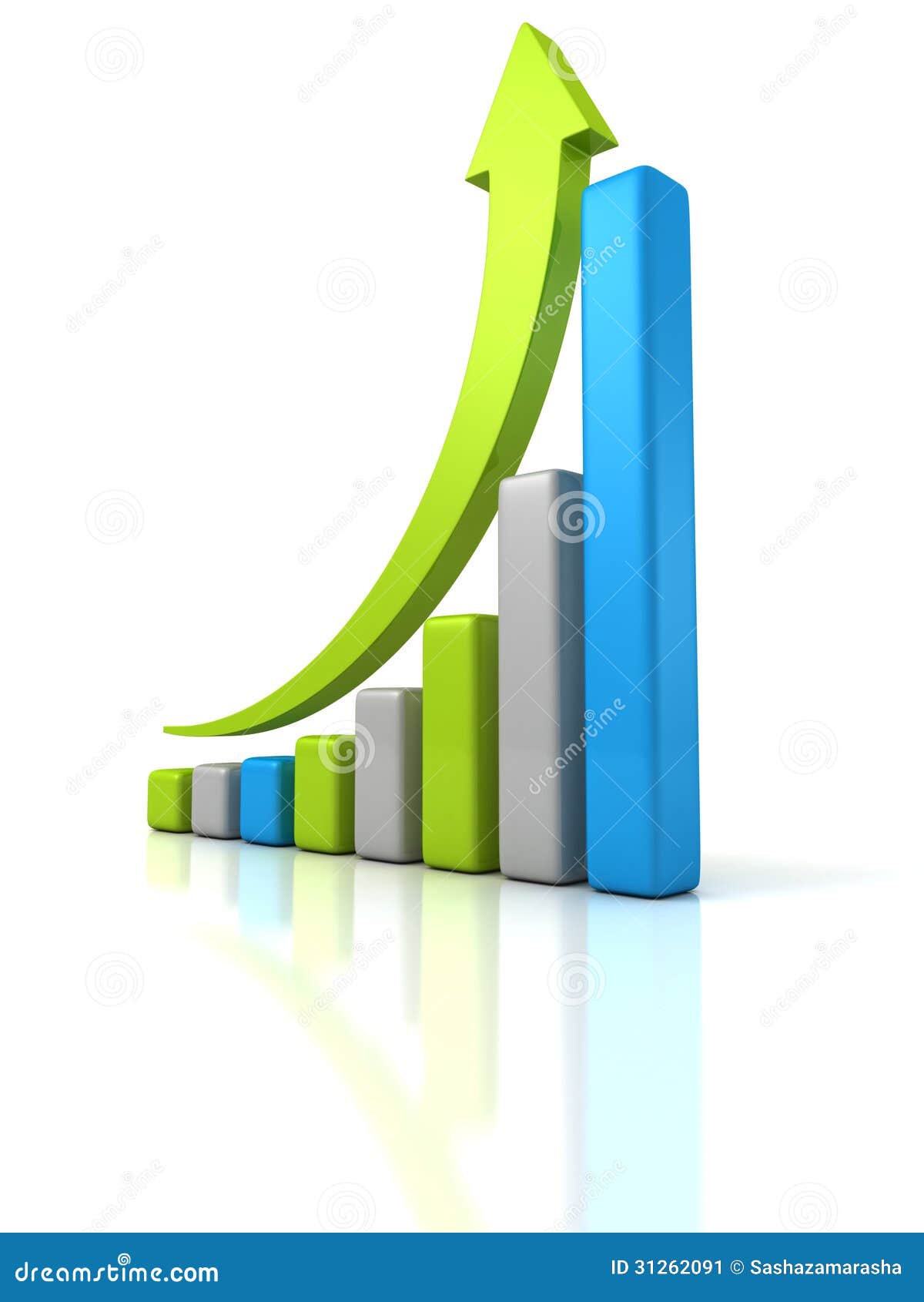 Colorful Financial Bar Graph with Growing Arrow Up Stock Illustration ...