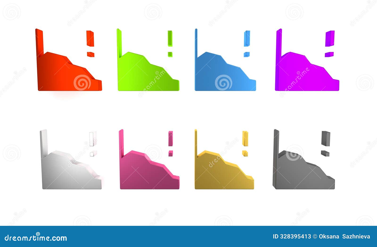 Colorful Financial Growth Decrease Icon Isolated on White Background. Increasing Revenue ...