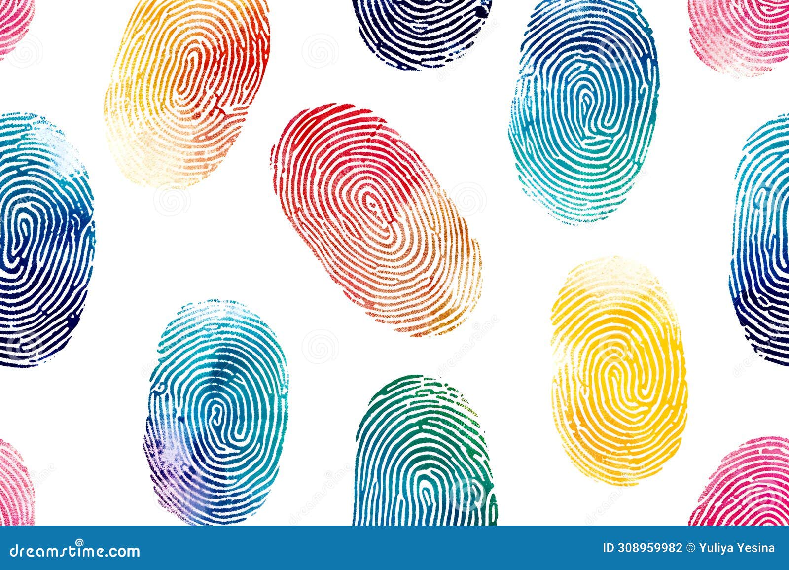 Colorful Fingerprint Array on White Background Stock Photo - Image of ...