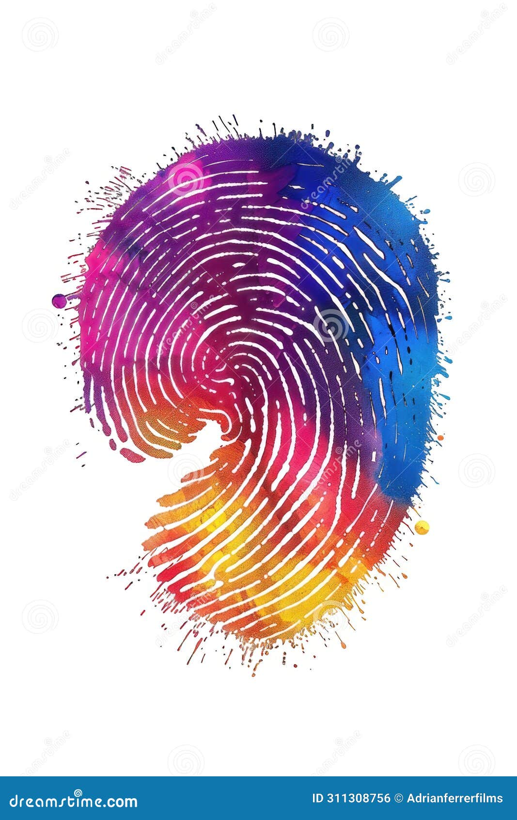 Colorful Fingerprint Artwork with Vibrant Splash Effect. Stock Photo ...