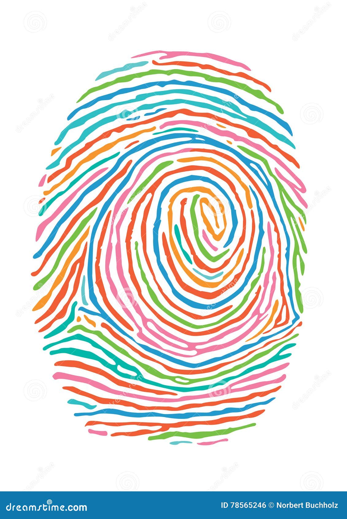 Colorful fingerprint stock vector. Illustration of pattern - 78565246