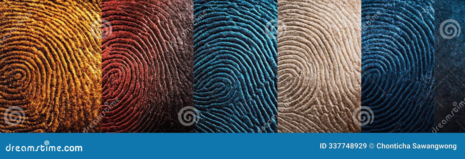 Set Of Fingerprint Patterns, Clear Lines And Swirls. Human Thumbprint ...
