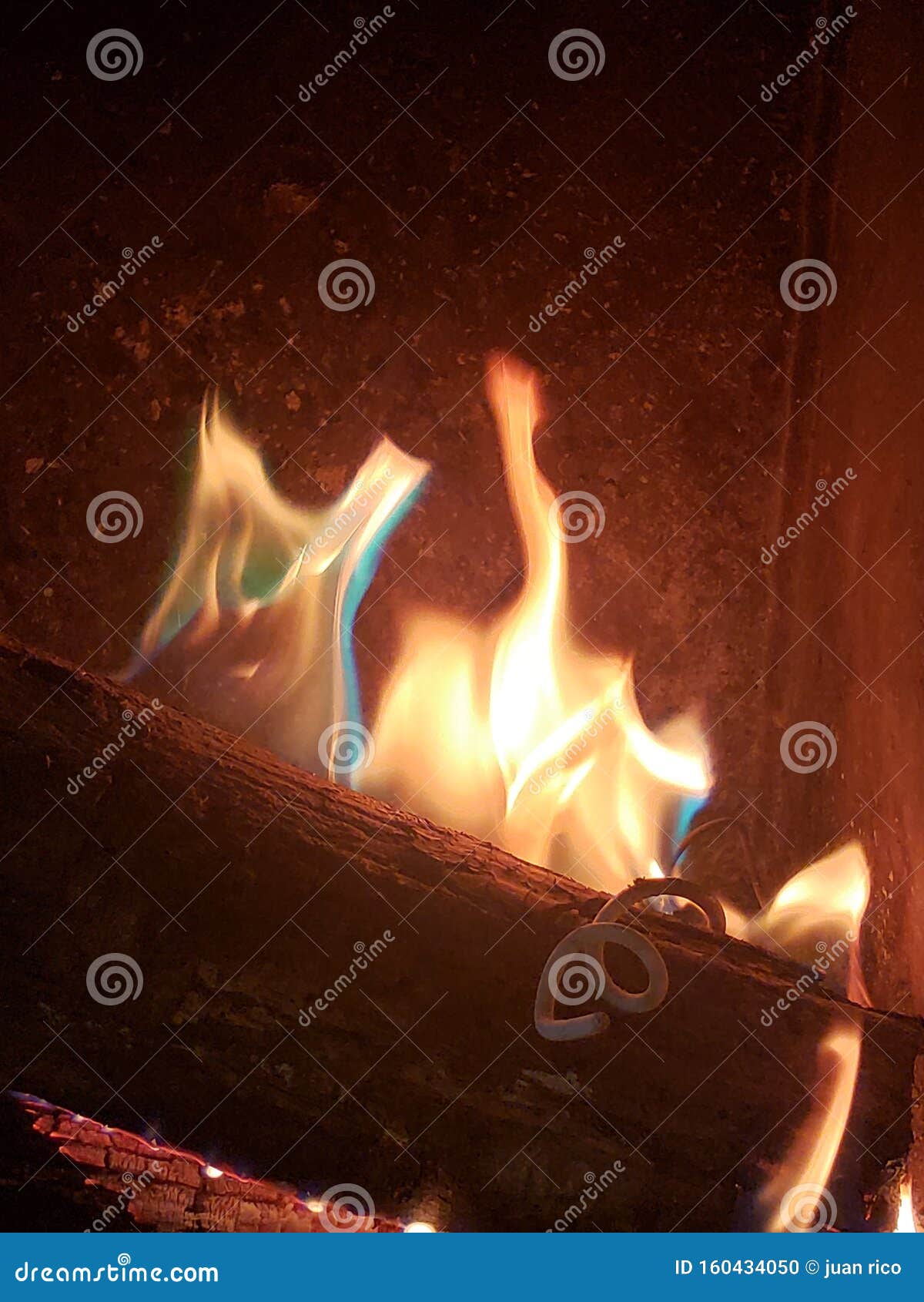 Colorful Fire Burning with Copper Stock Photo - Image of bluefire ...