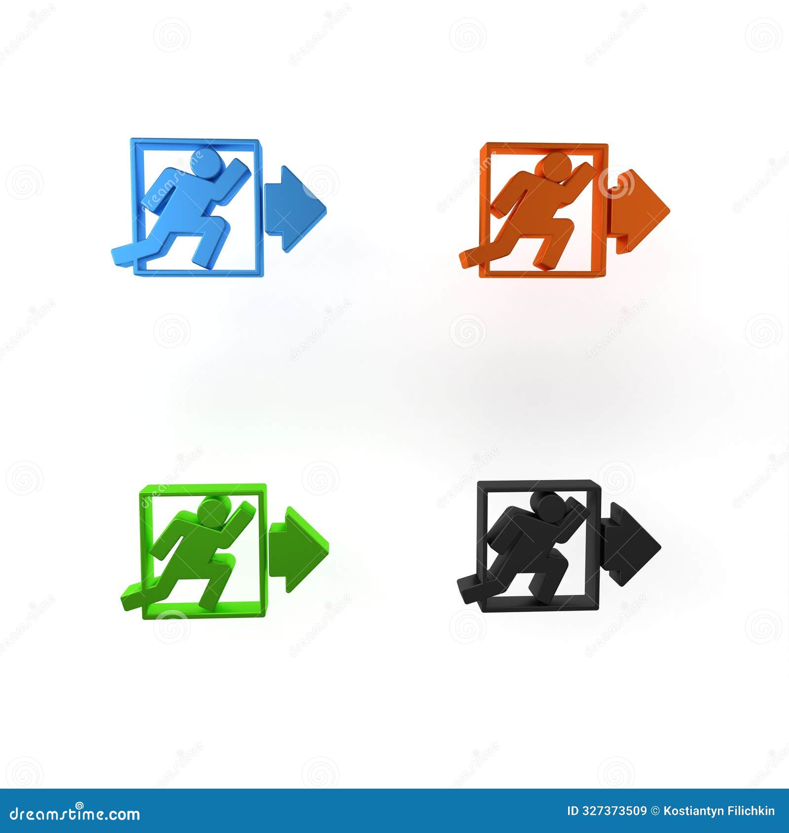 Colorful Fire Exit Icon Isolated on White Background. Fire Emergency ...