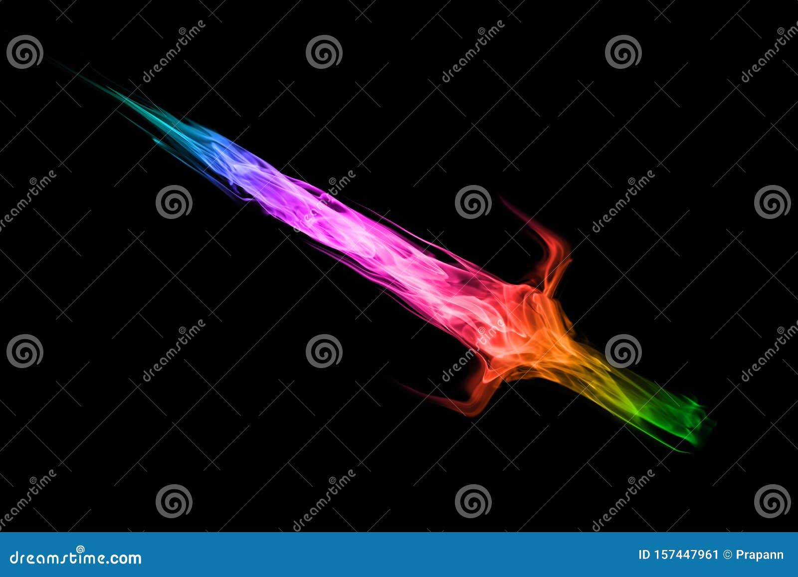 Colorful Fire Flame Sword Isolated on Black Background Stock Image ...