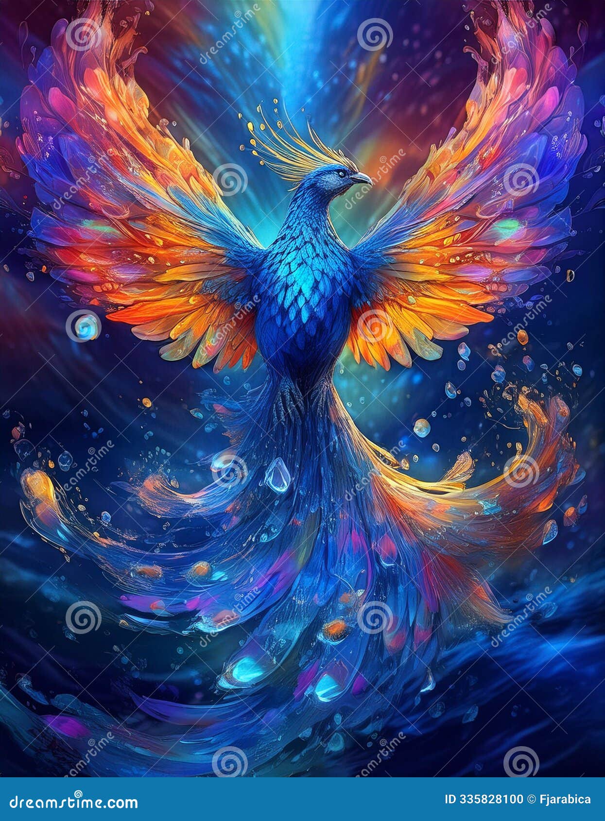 Colorful fire phoenix stock illustration. Illustration of poster ...