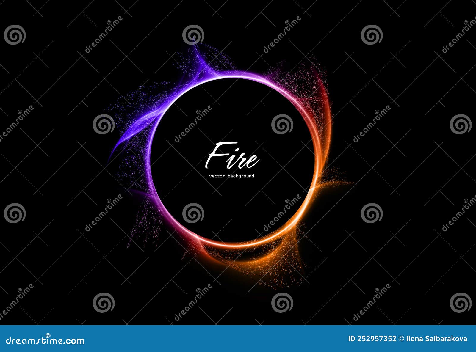 Colorful Fire Ring Effect with Dust Particles and Empty Space for Your ...