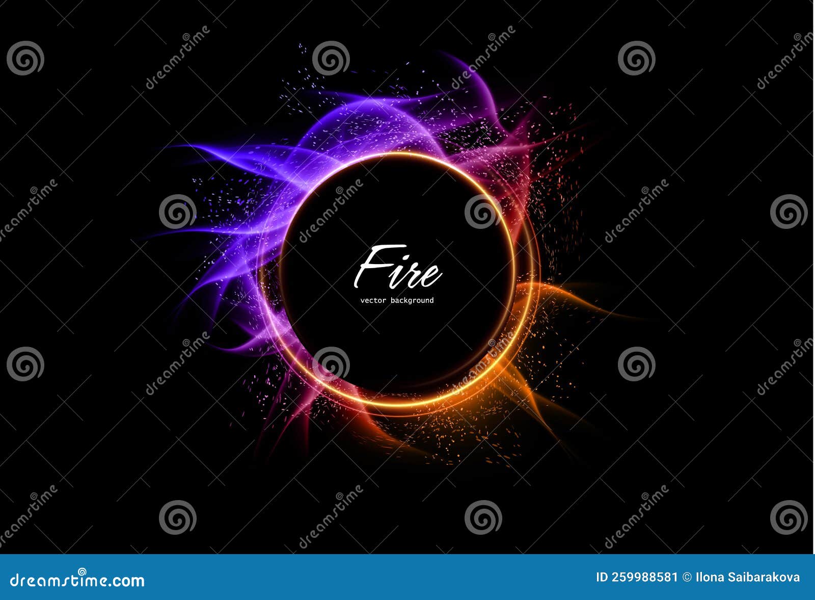 Colorful Fire Ring Effect with Dust Particles and Empty Space for Your ...