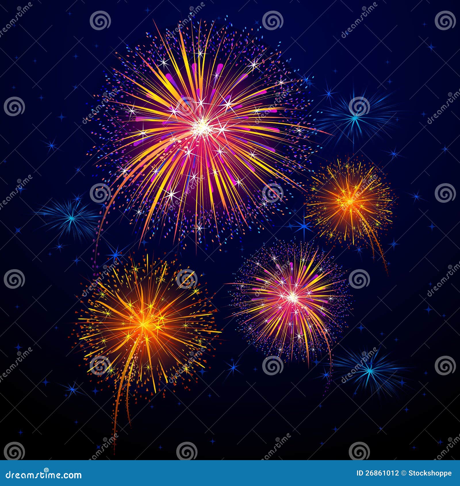Colorful Firework Exploded In Night Sky Ai Generated Royalty-Free Stock ...