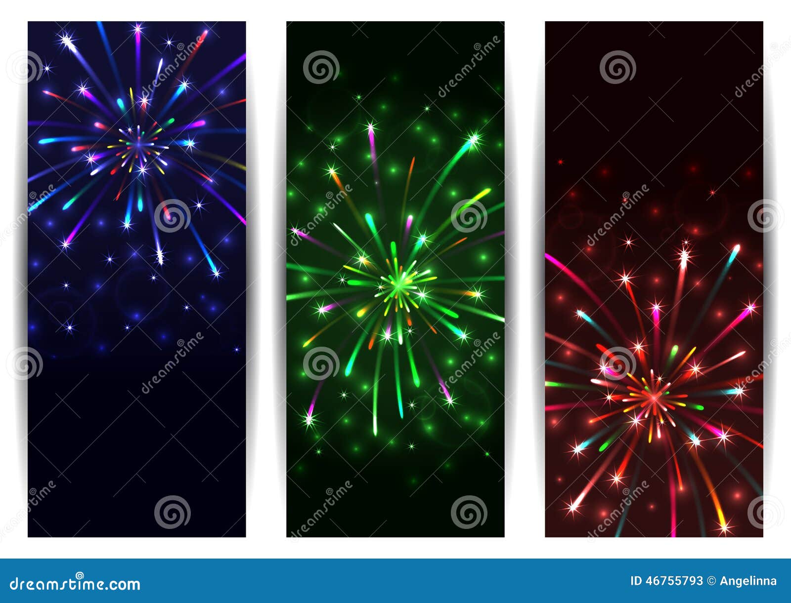 Colorful firework banners stock vector. Illustration of design - 46755793