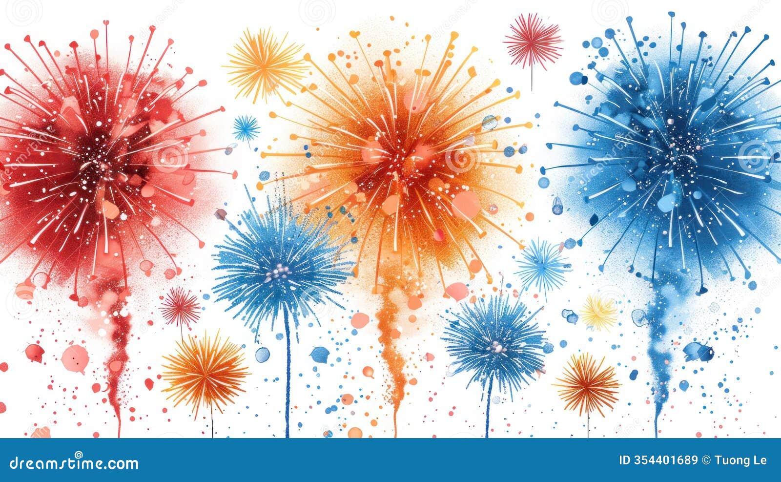 Colorful Firework Explosion on White Background - Vector Illustration ...