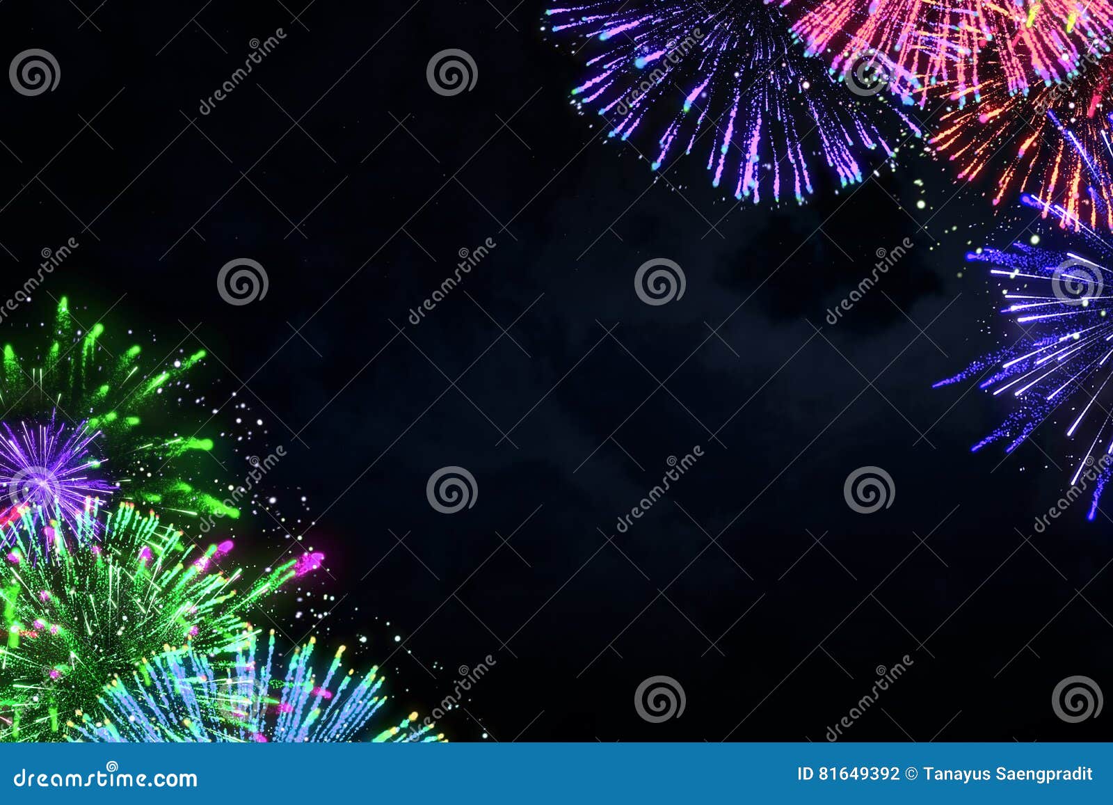 Colorful Firework on Midnight Blue Sky Stock Illustration ...