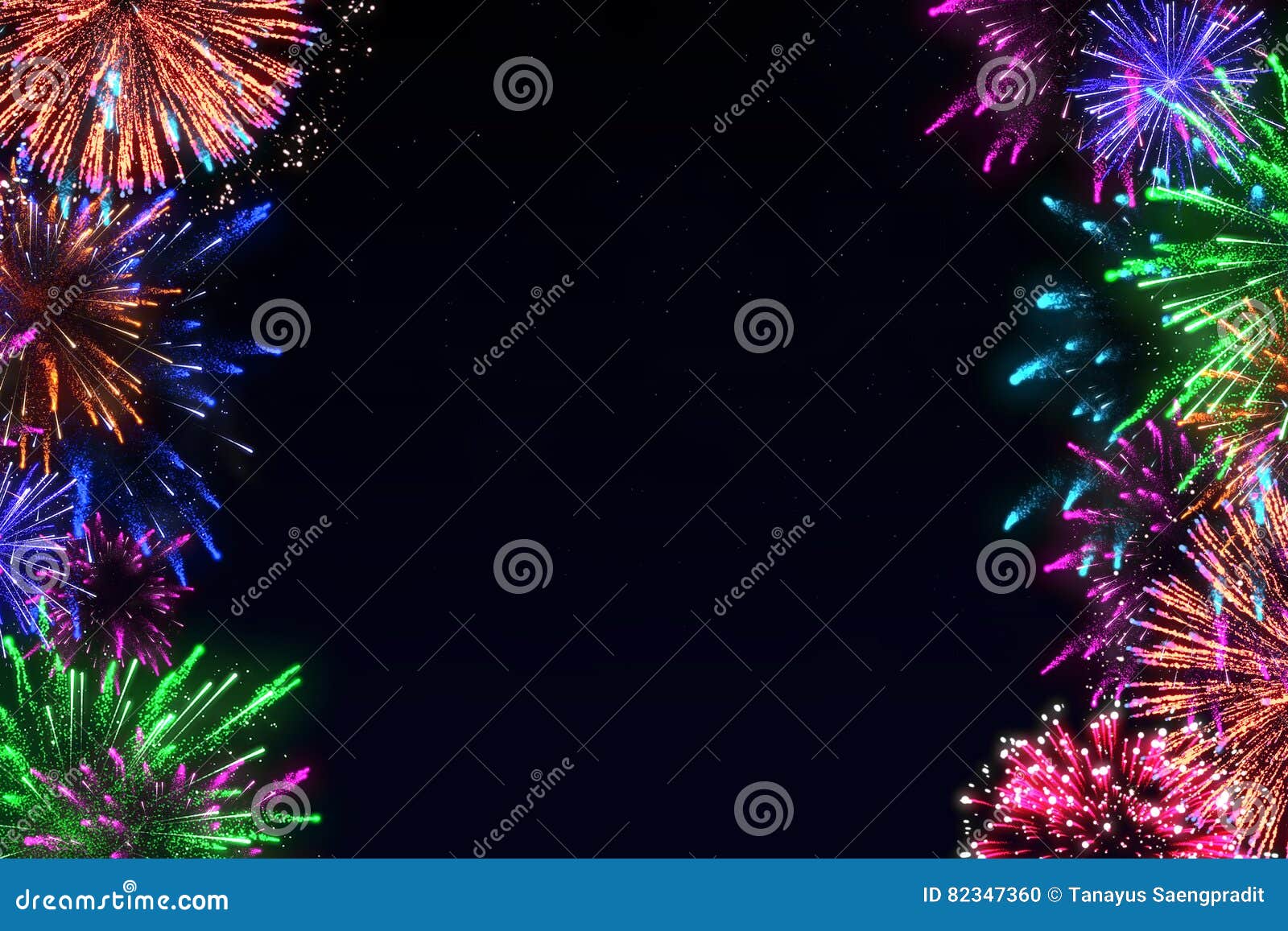 Colorful Firework on Midnight Blue Sky Stock Illustration ...