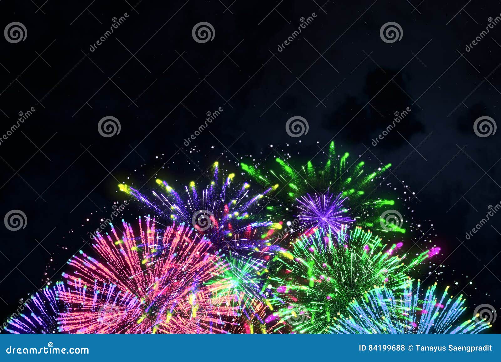 Colorful Firework on Midnight Blue Sky Stock Illustration ...