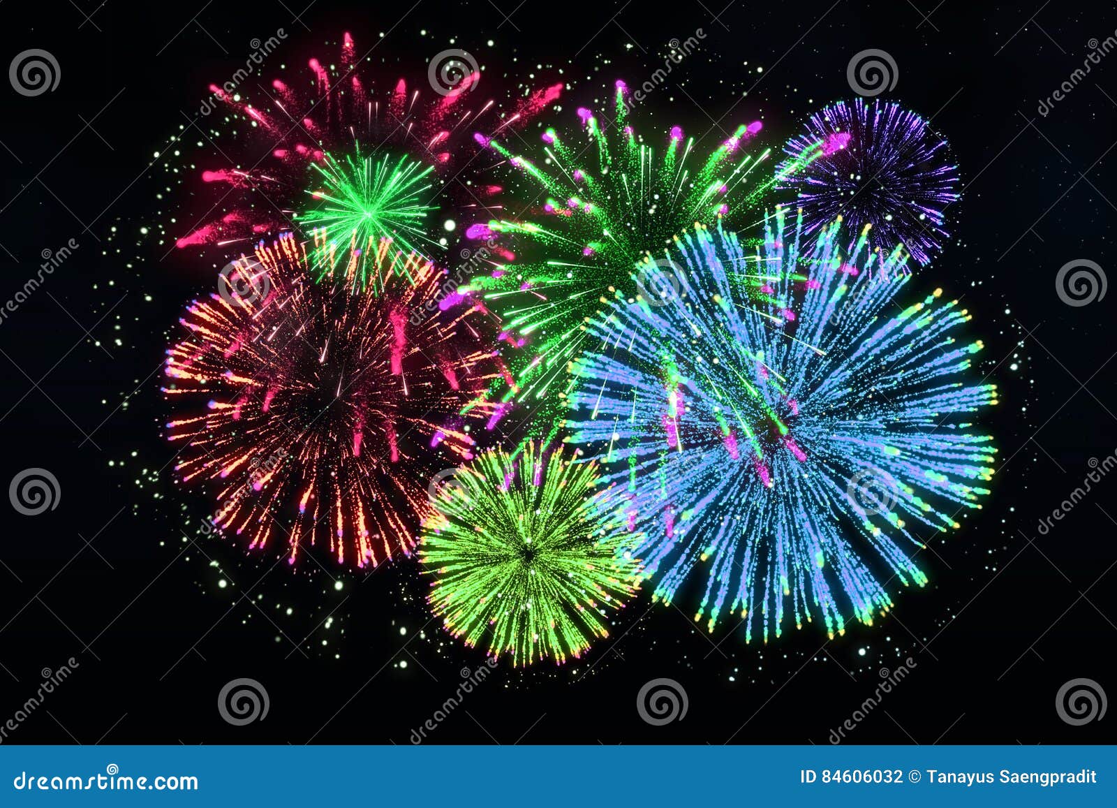 Colorful Firework on Midnight Blue Sky Stock Illustration ...