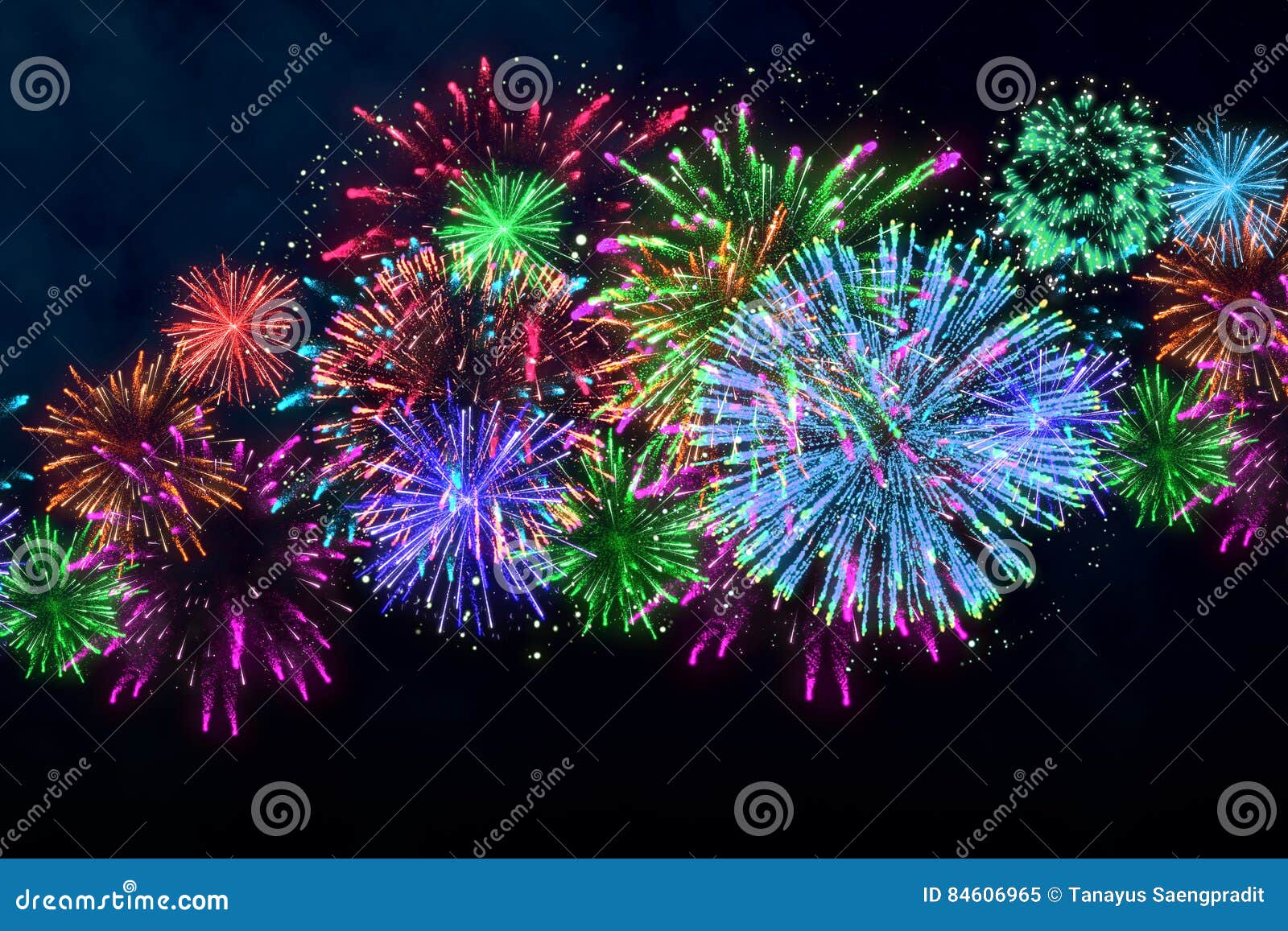 Colorful Firework on Midnight Blue Sky Stock Illustration ...