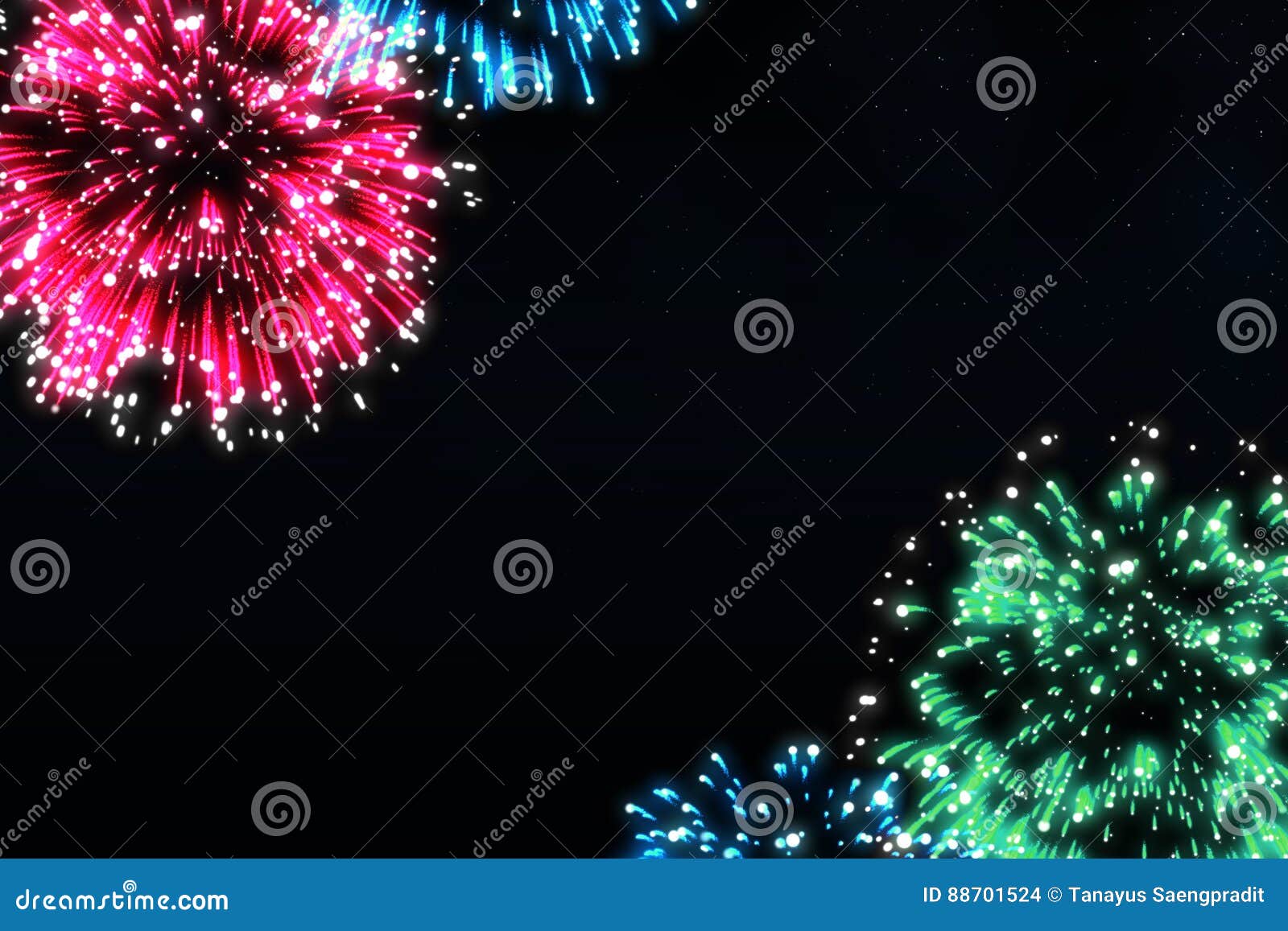Colorful Firework on Midnight Blue Sky Stock Illustration ...