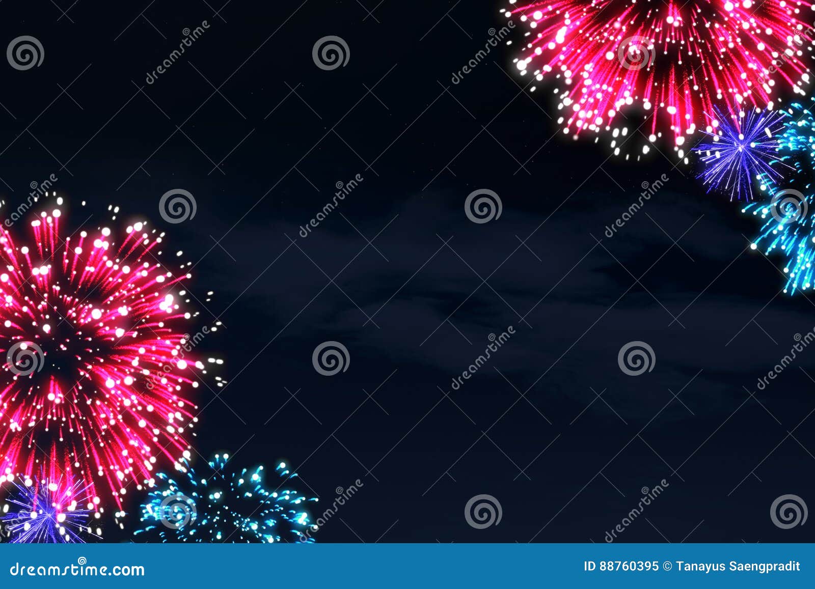 Colorful Firework on Midnight Blue Sky Stock Illustration ...