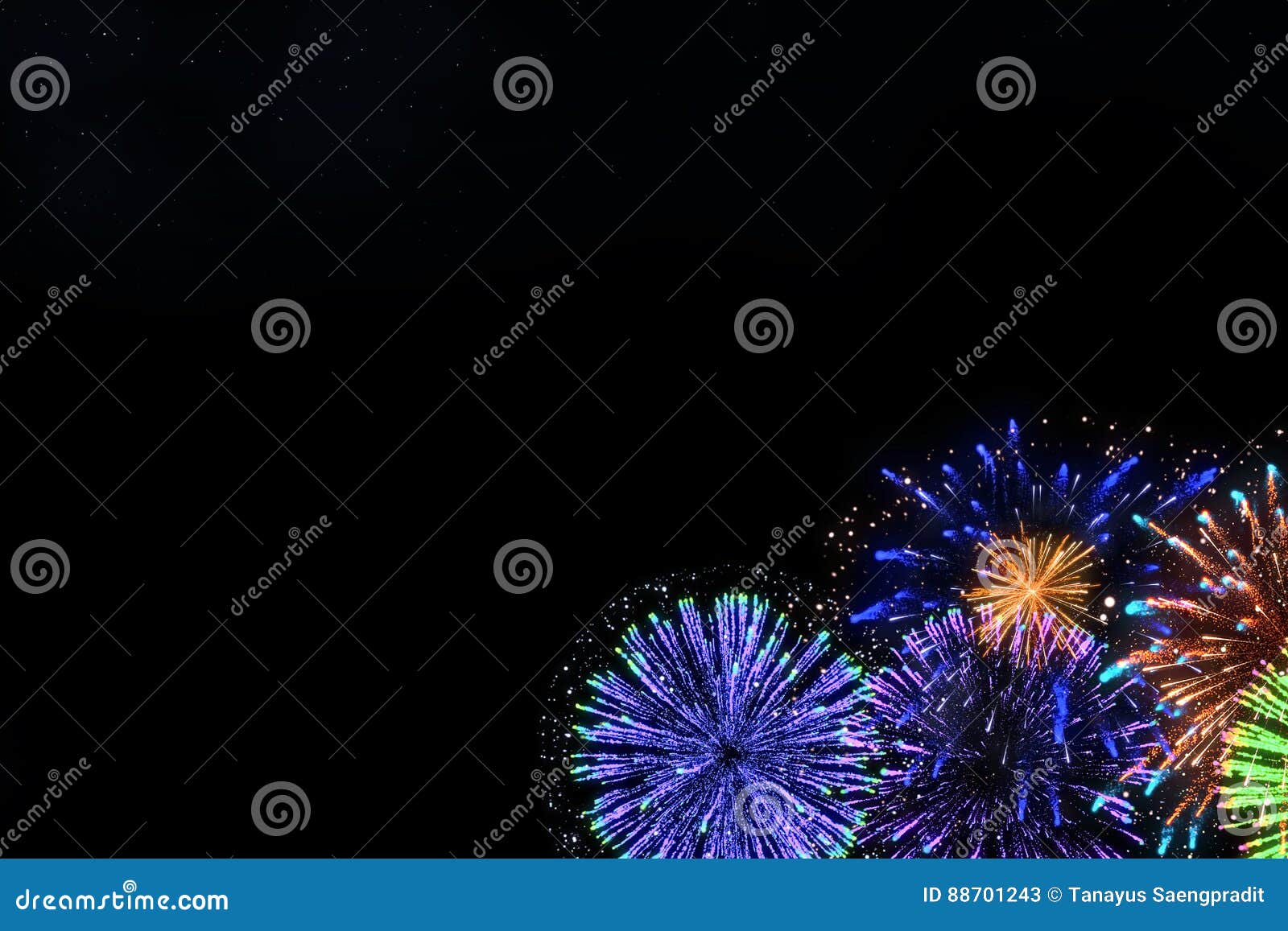 Colorful Firework on Midnight Blue Sky Stock Illustration ...