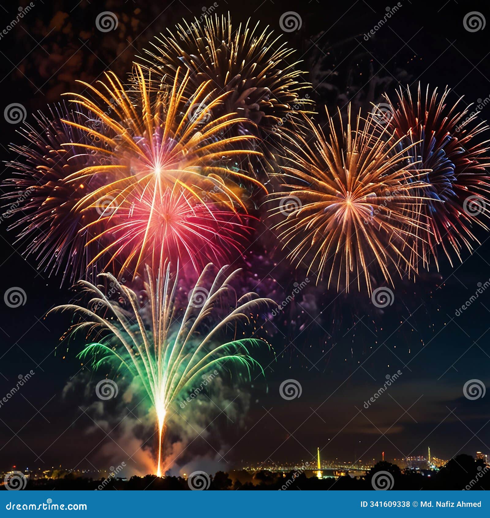 Colorful Firework, Colorful Night Sky. AI Generated Image. Stock ...