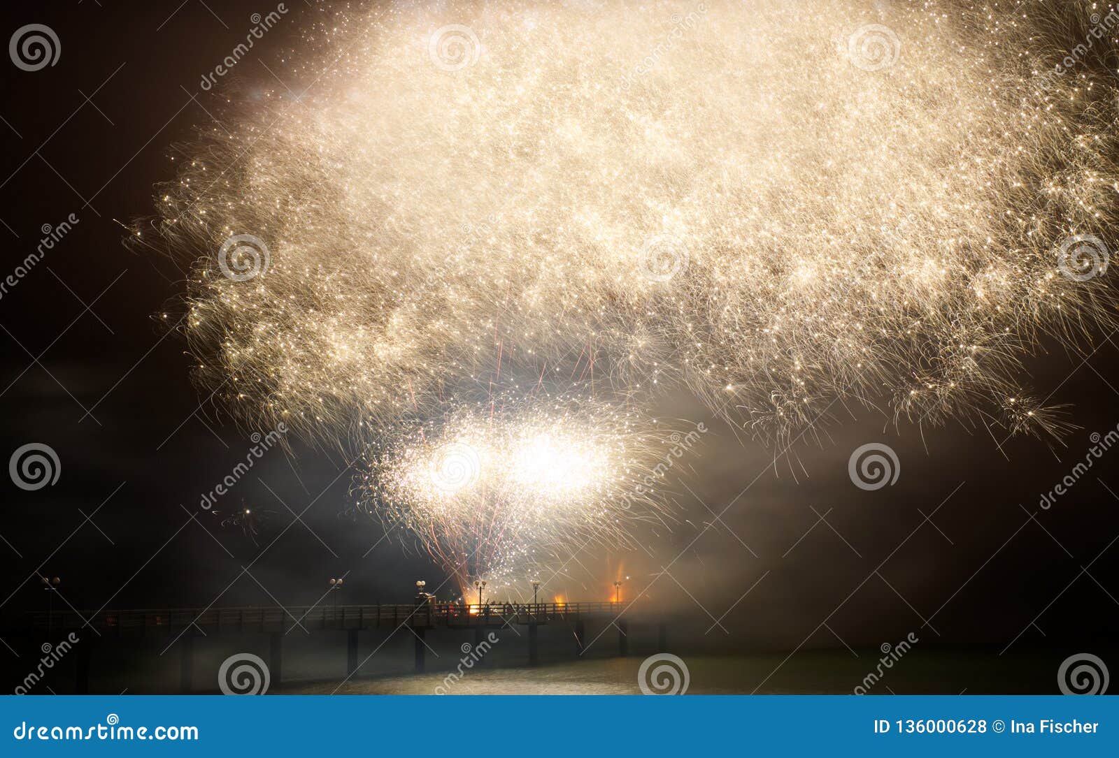 Colorful Firework Popping and Lighting Up the Dark Sky Stock Photo ...