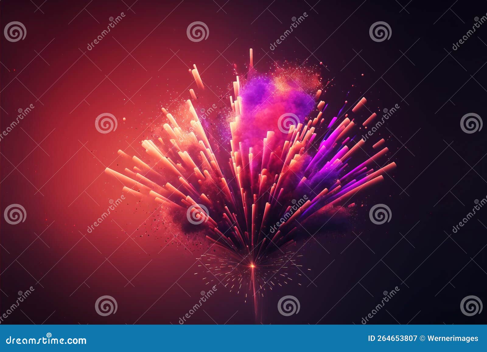 Colorful Firework on Red Background Stock Illustration - Illustration ...