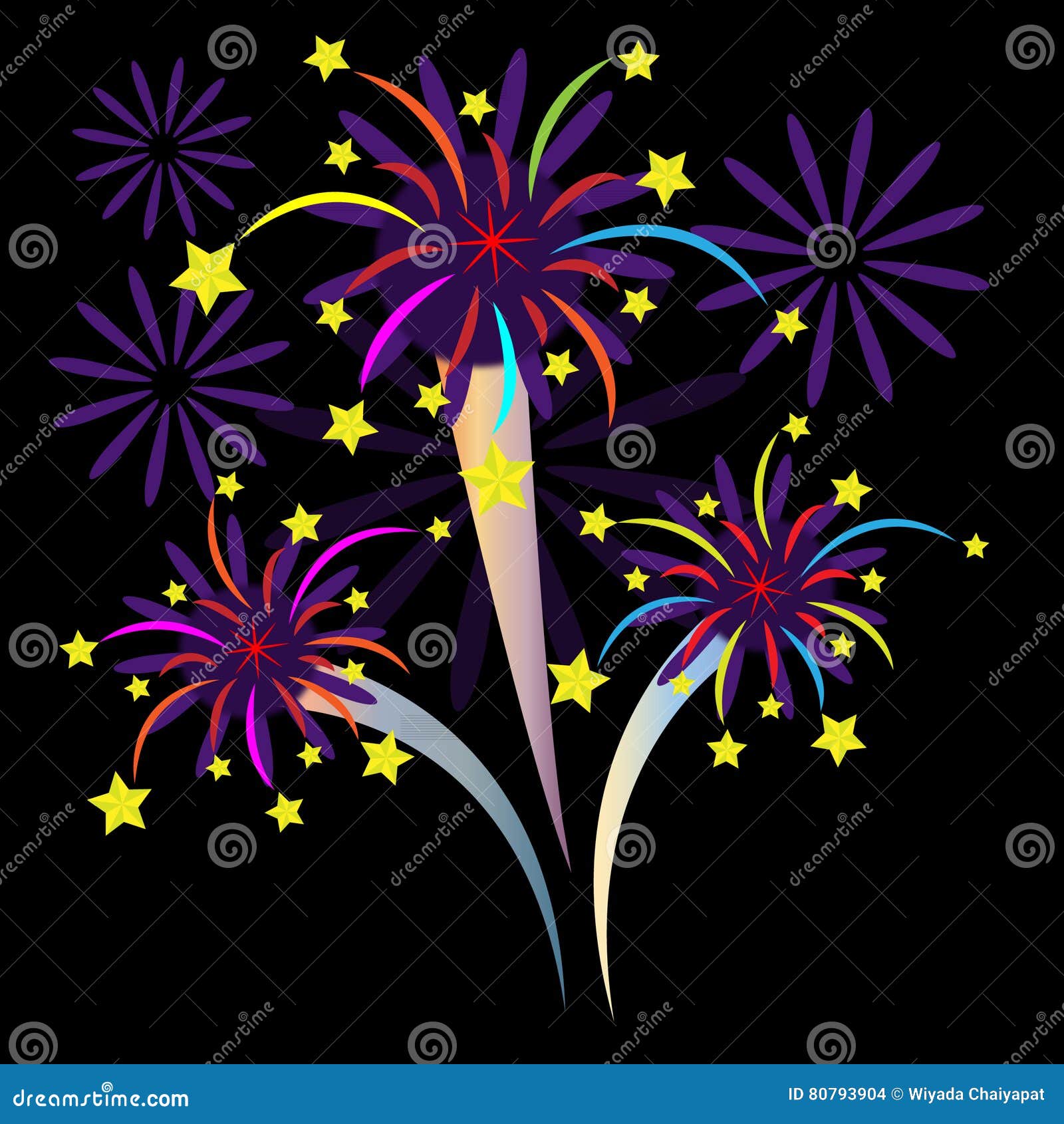 Colorful Firework with Stars Stock Vector - Illustration of beautiful ...