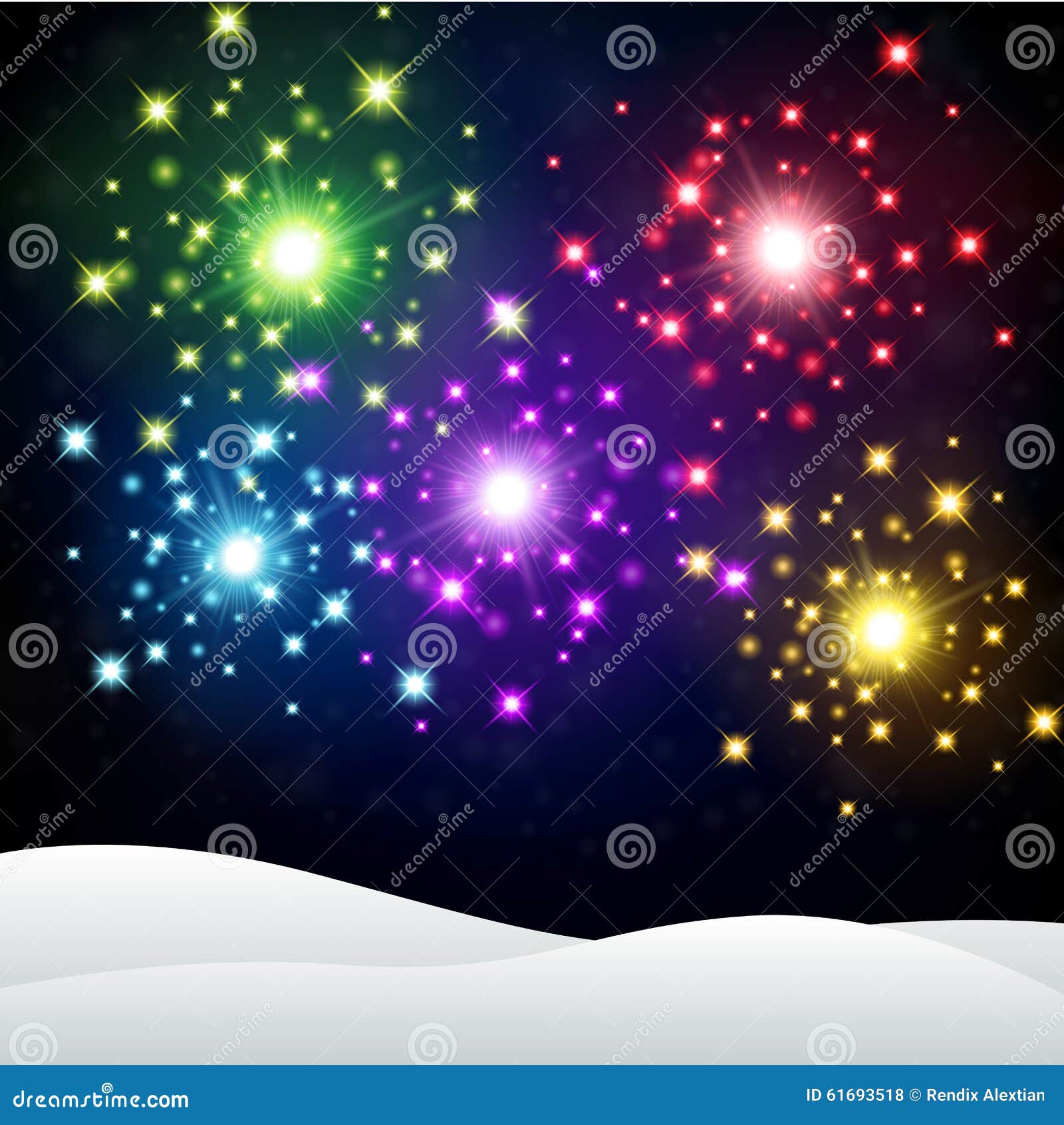 Colorful Firework in Winter Night Background Stock Vector ...
