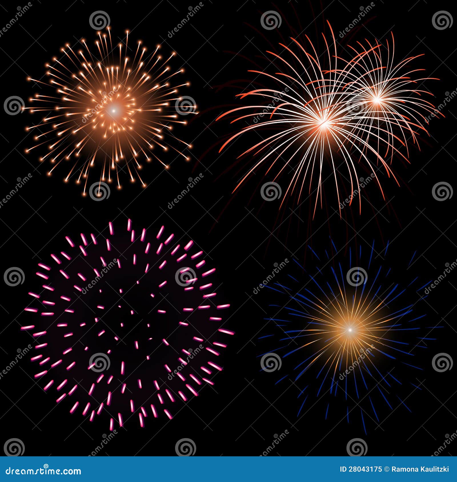 Colorful Fireworks stock illustration. Illustration of blur - 28043175