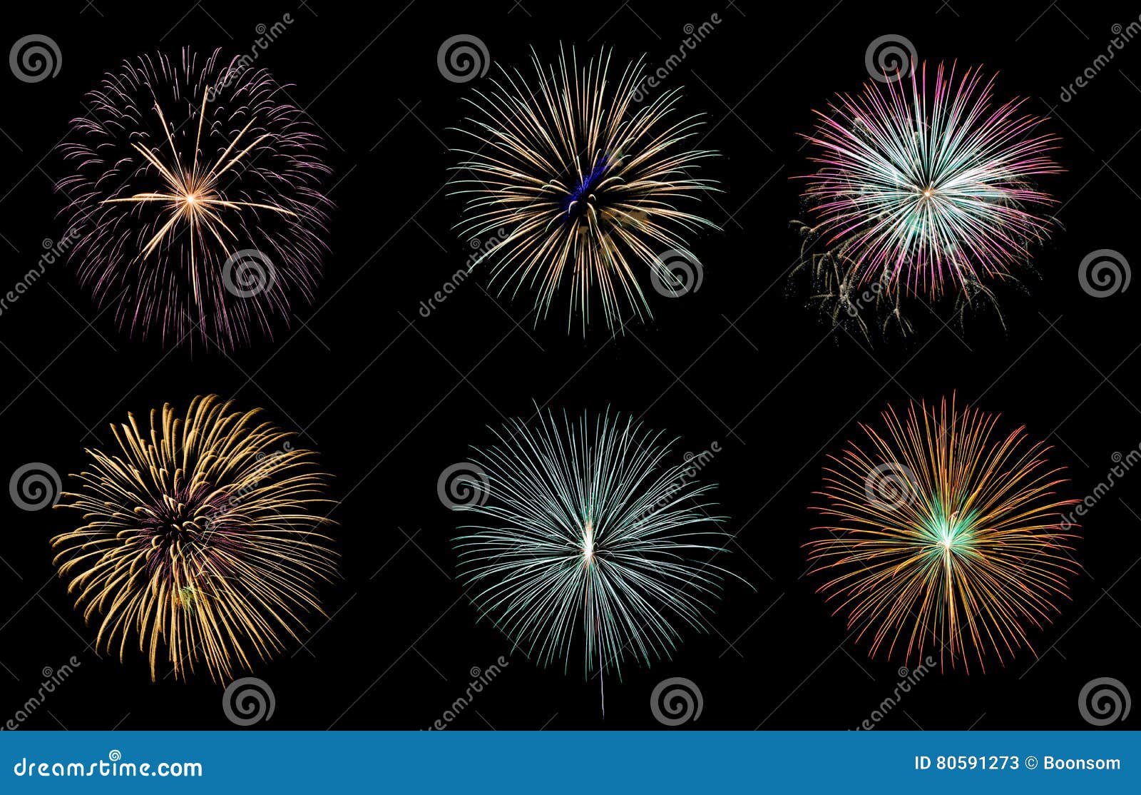 Colorful Fireworks on Black Background Stock Illustration ...
