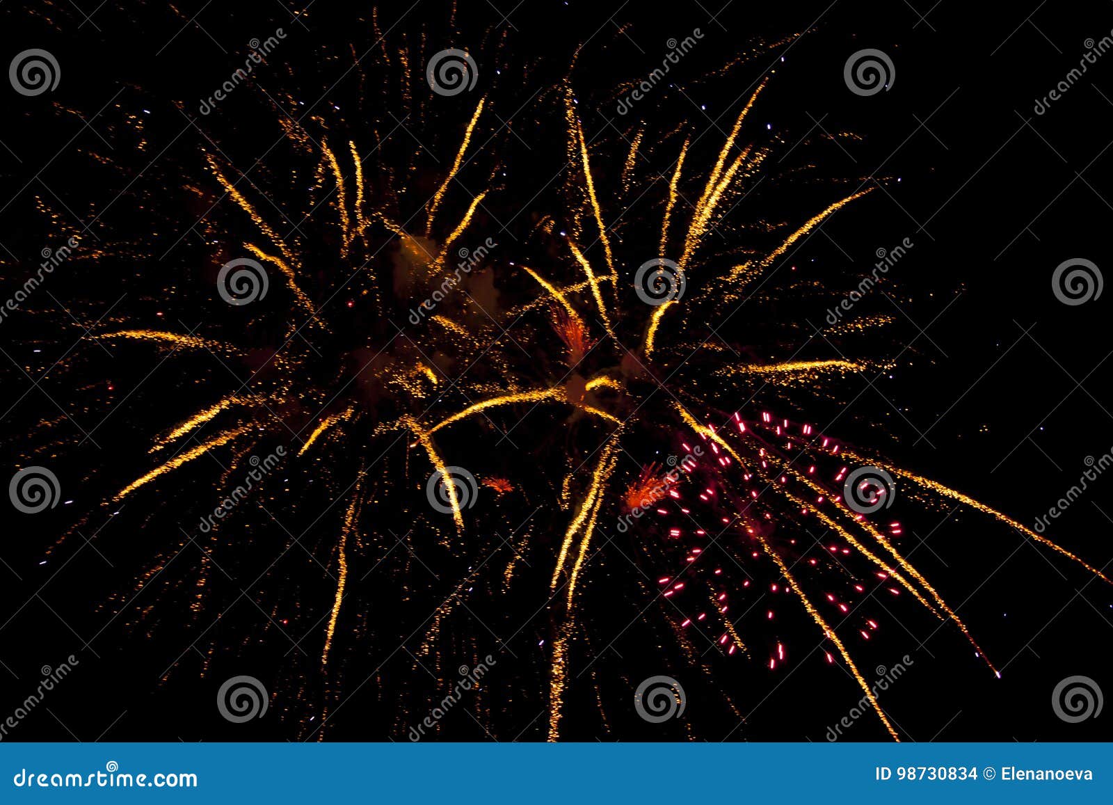 Colorful Fireworks on the Black Night Sky. Stock Photo - Image of flash ...