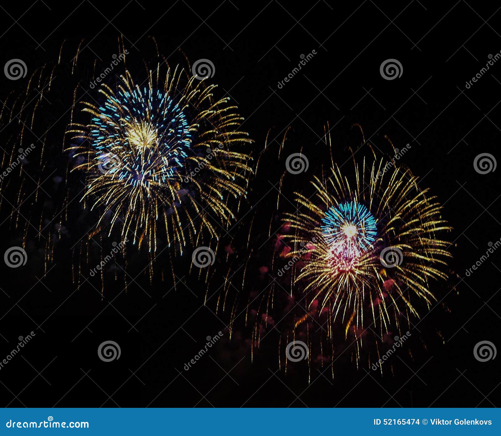 Colorful Fireworks on the Black Sky Stock Photo - Image of fireworks ...
