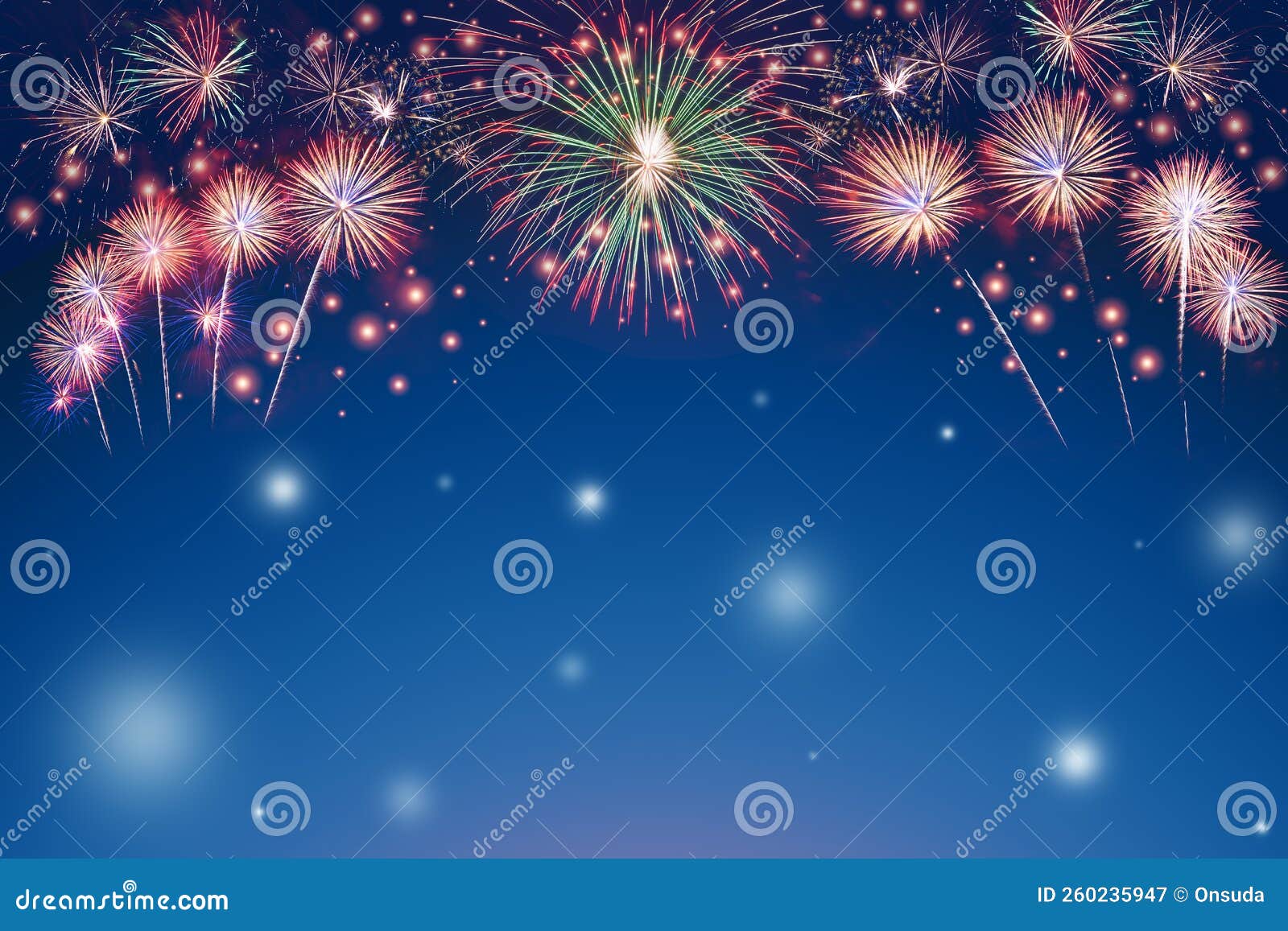 Colorful Fireworks on Blue Background Stock Image - Image of abstract ...