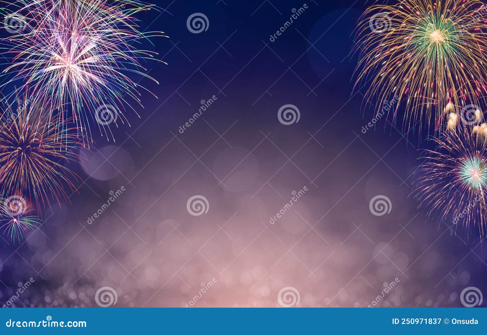 Colorful Fireworks with Bokeh Background Stock Illustration ...