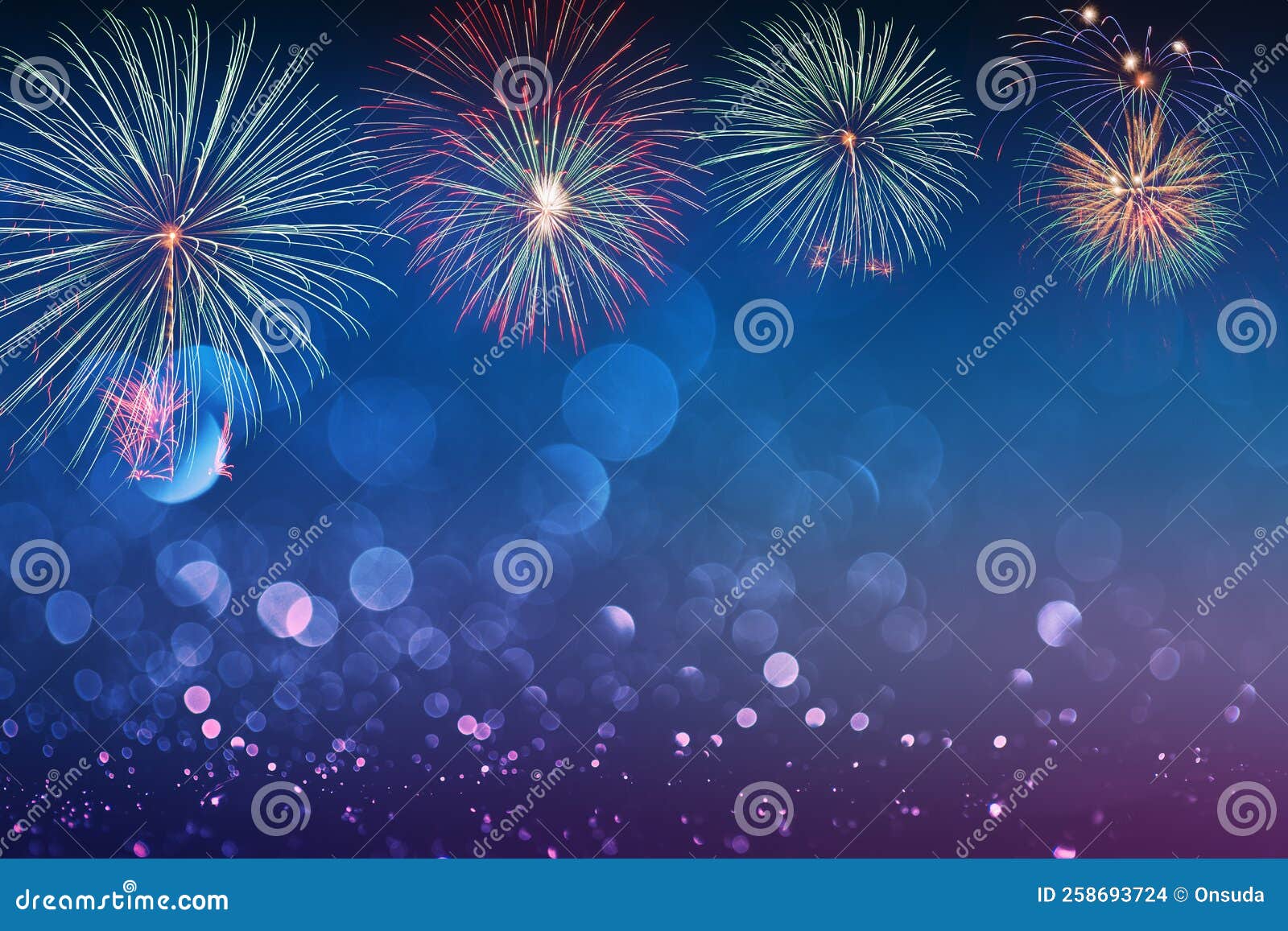 Colorful Fireworks on Bokeh Background Stock Photo - Image of beautiful ...