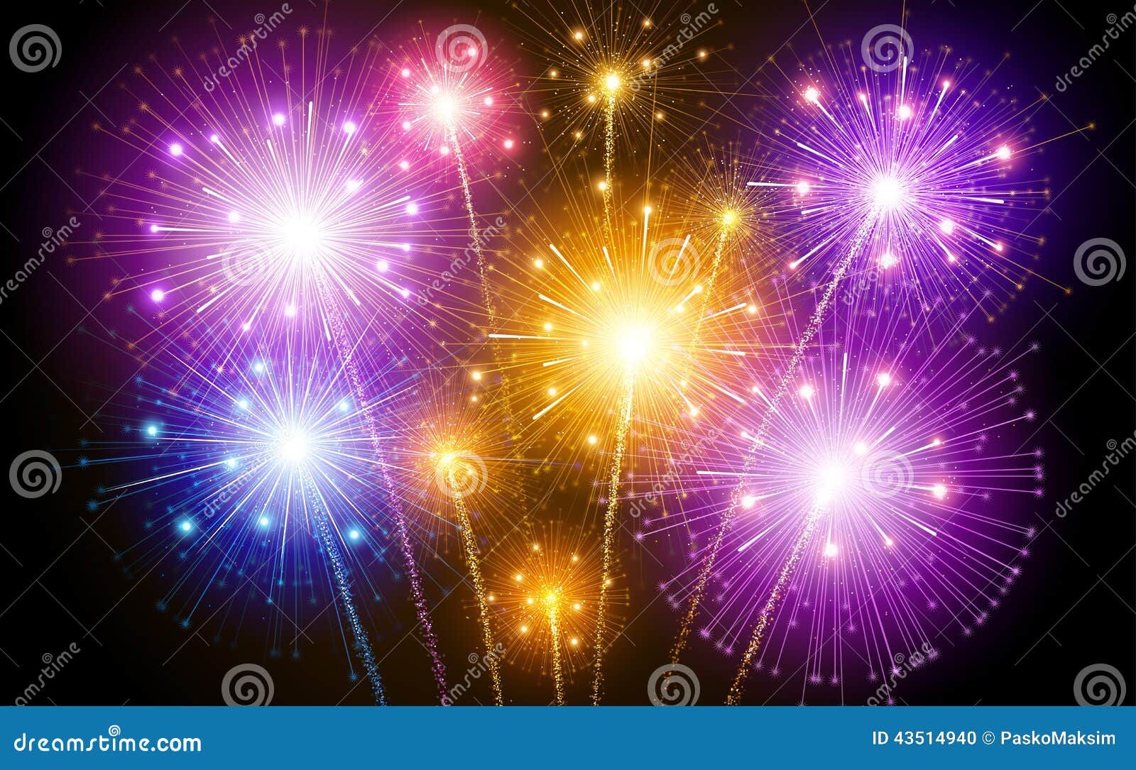Colorful fireworks stock vector. Illustration of explosion - 43514940