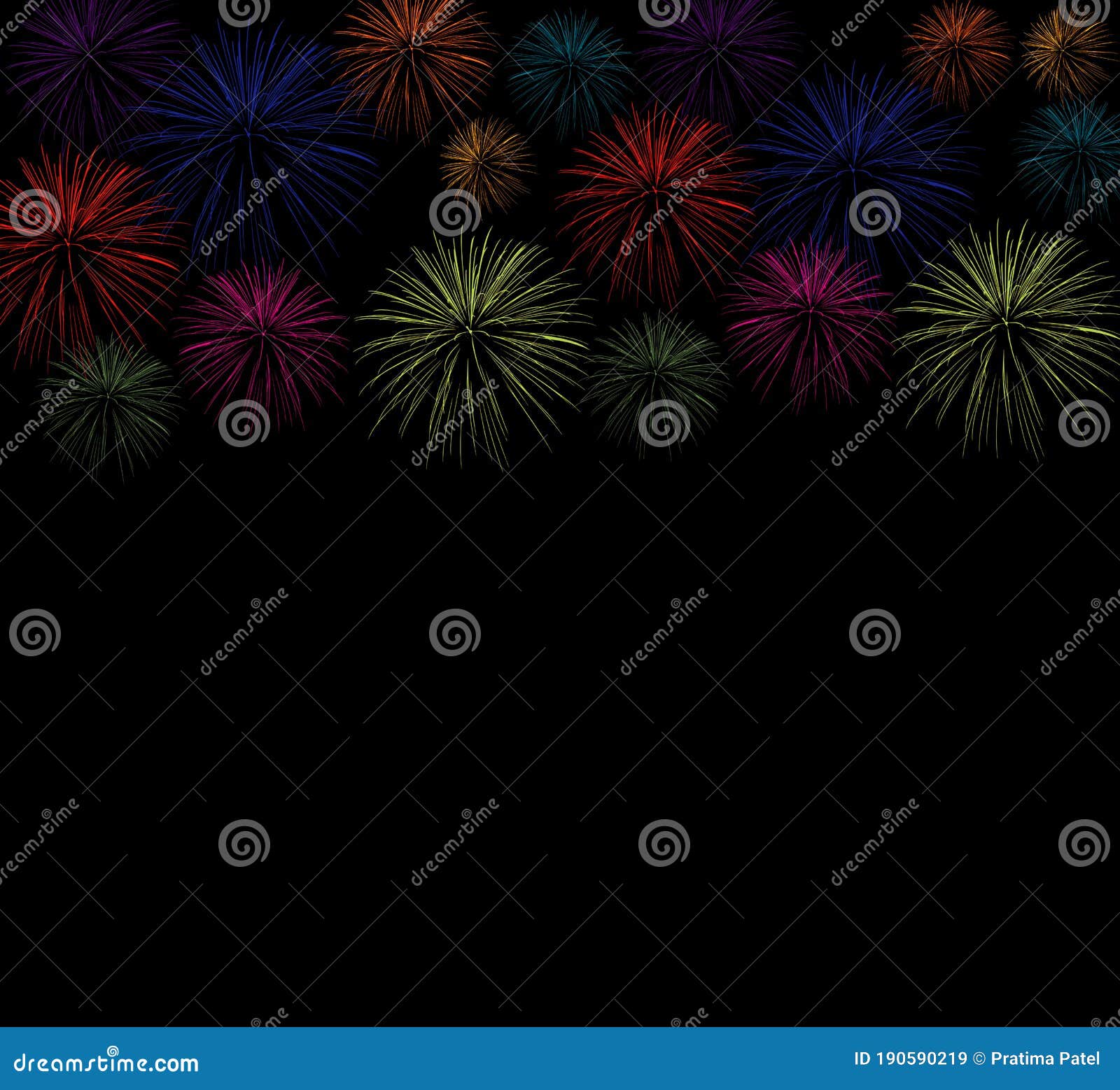 Colorful Fireworks Celebration Frame Pattern Abstract Background with ...