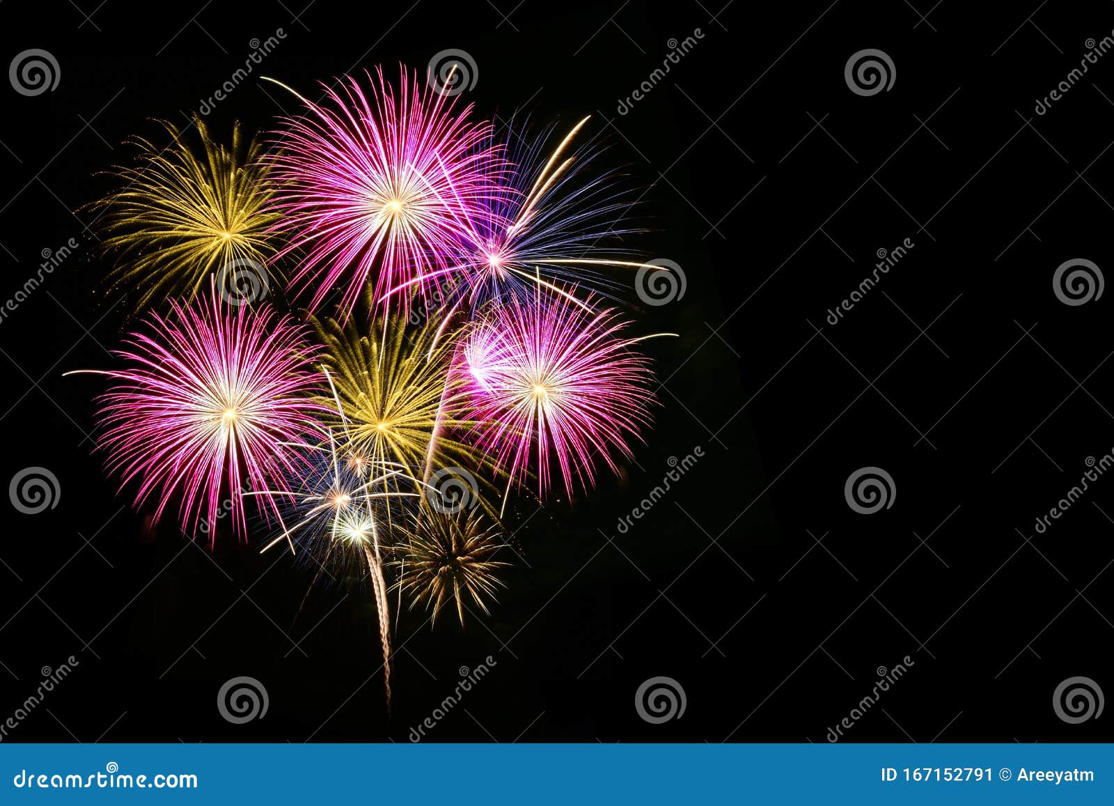Colorful Fireworks Celebration and the Midnight Sky Background Stock ...